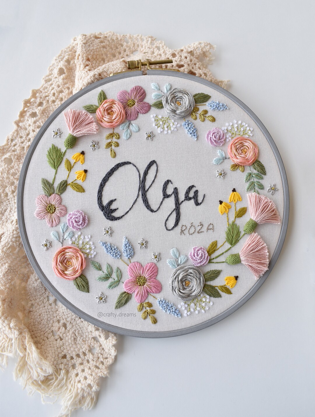 Baby Nursery Hoop. Floral Baby Hoop. Personalised Hoop - Etsy