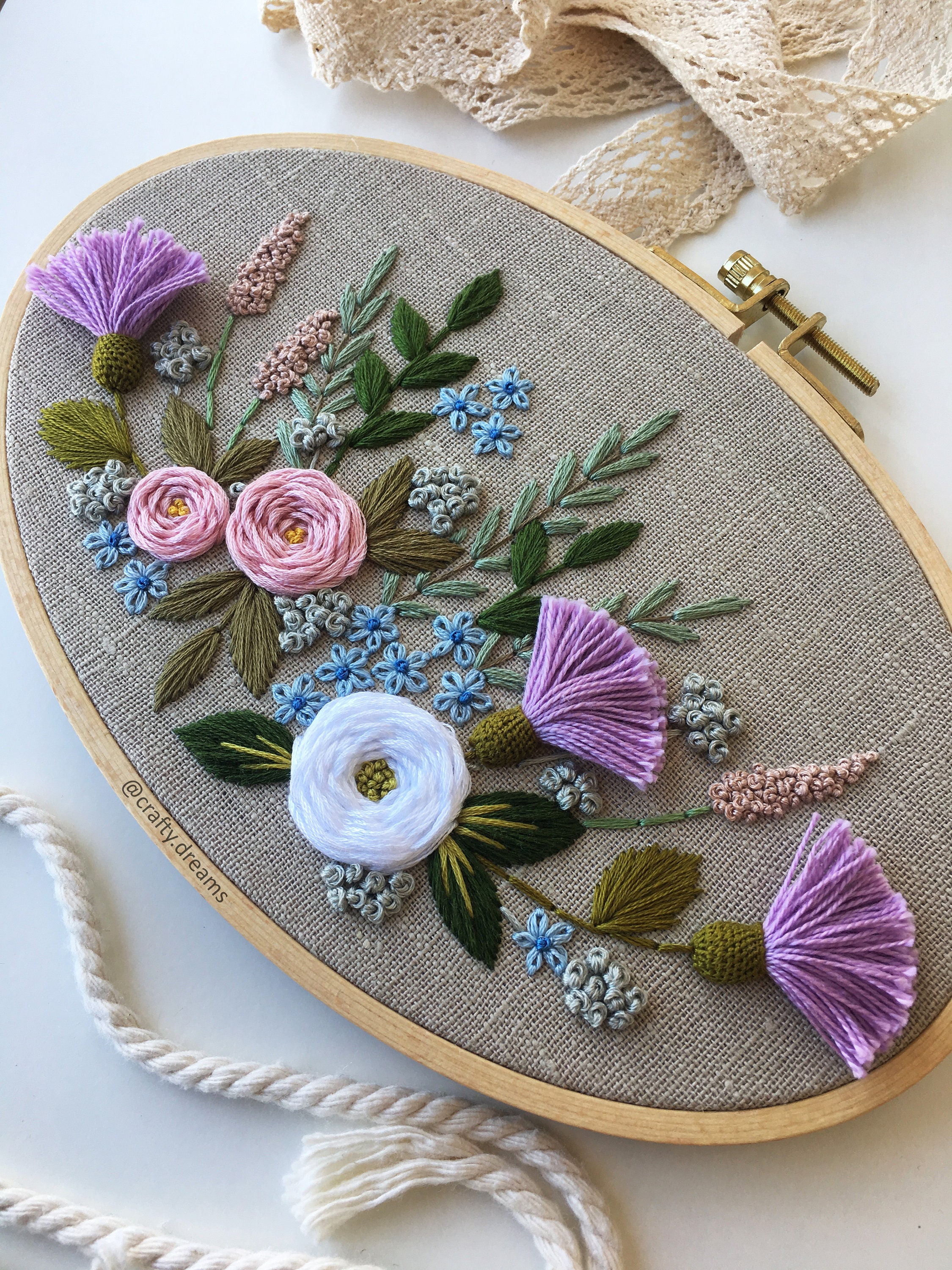 Floral Oval Hoop Embroidery - Etsy