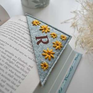 Initial Embroidered Corner Bookmark. Monogram Bookmark. Personalised ...