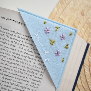 Personalised Embroidered Corner Bookmark. Felt Corner Bookmark - Holly ...