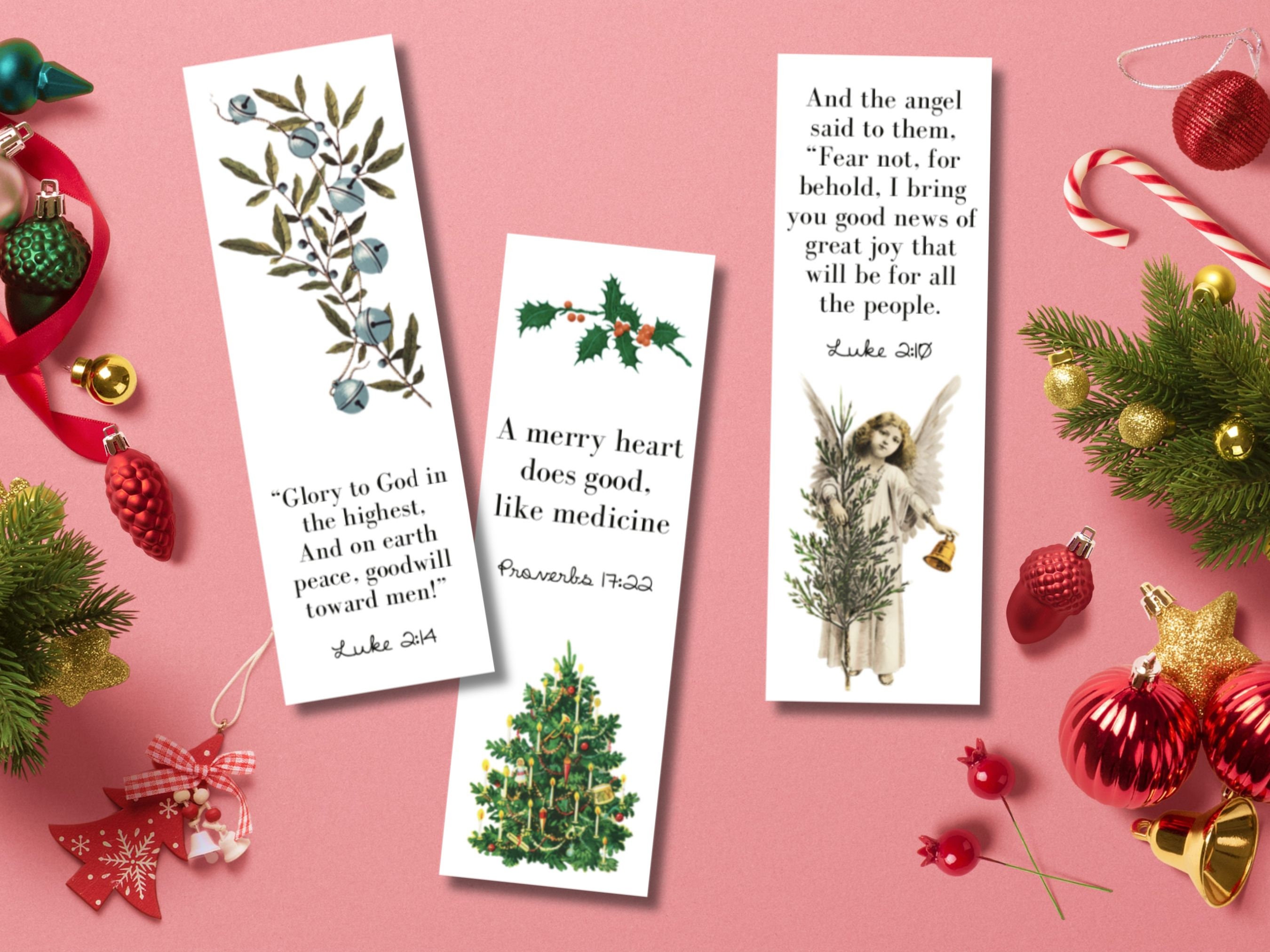 Christmas Printable Bookmarks With Bible Verses and Vintage ...