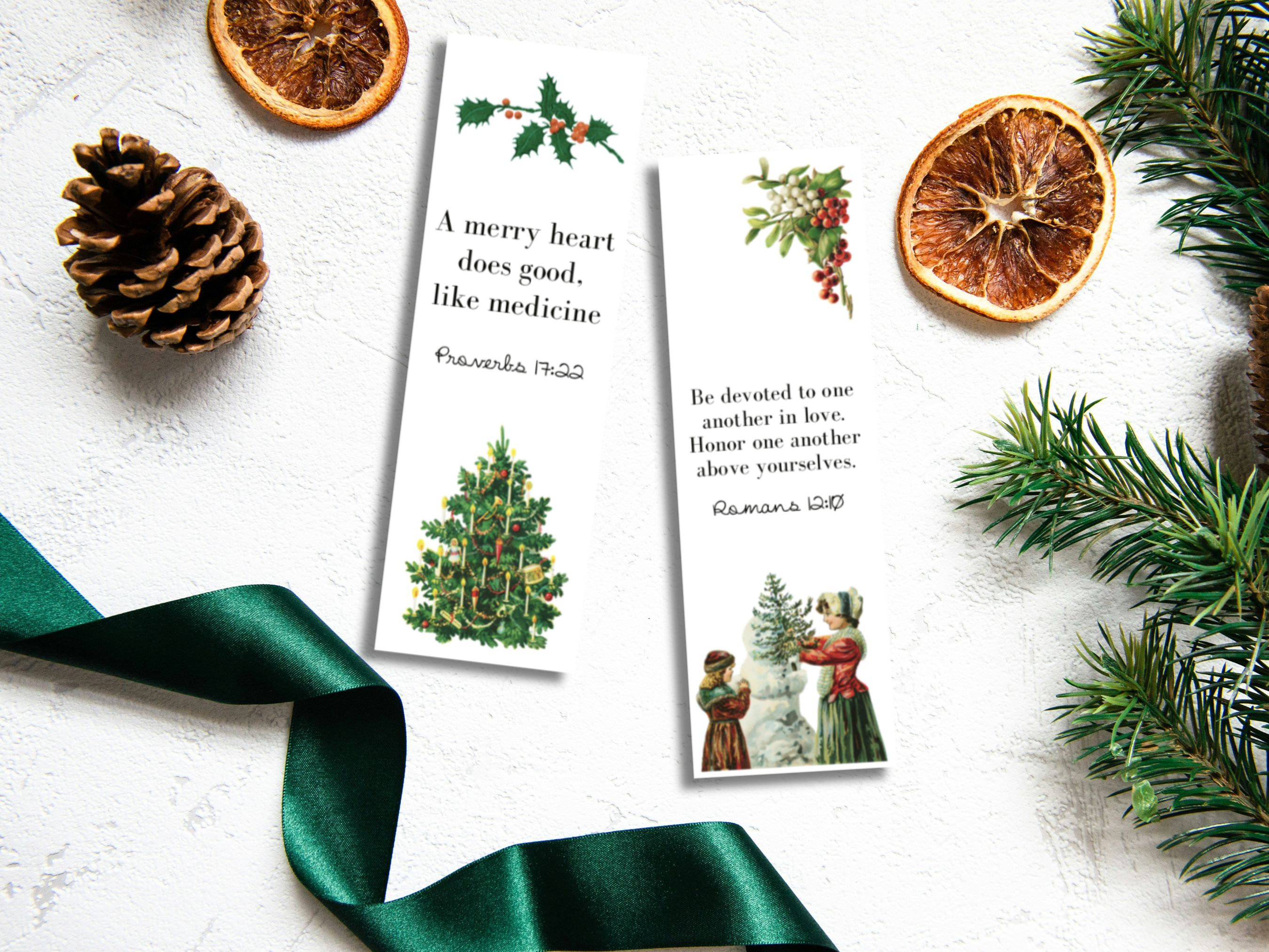 Christmas Printable Bookmarks With Bible Verses and Vintage ...