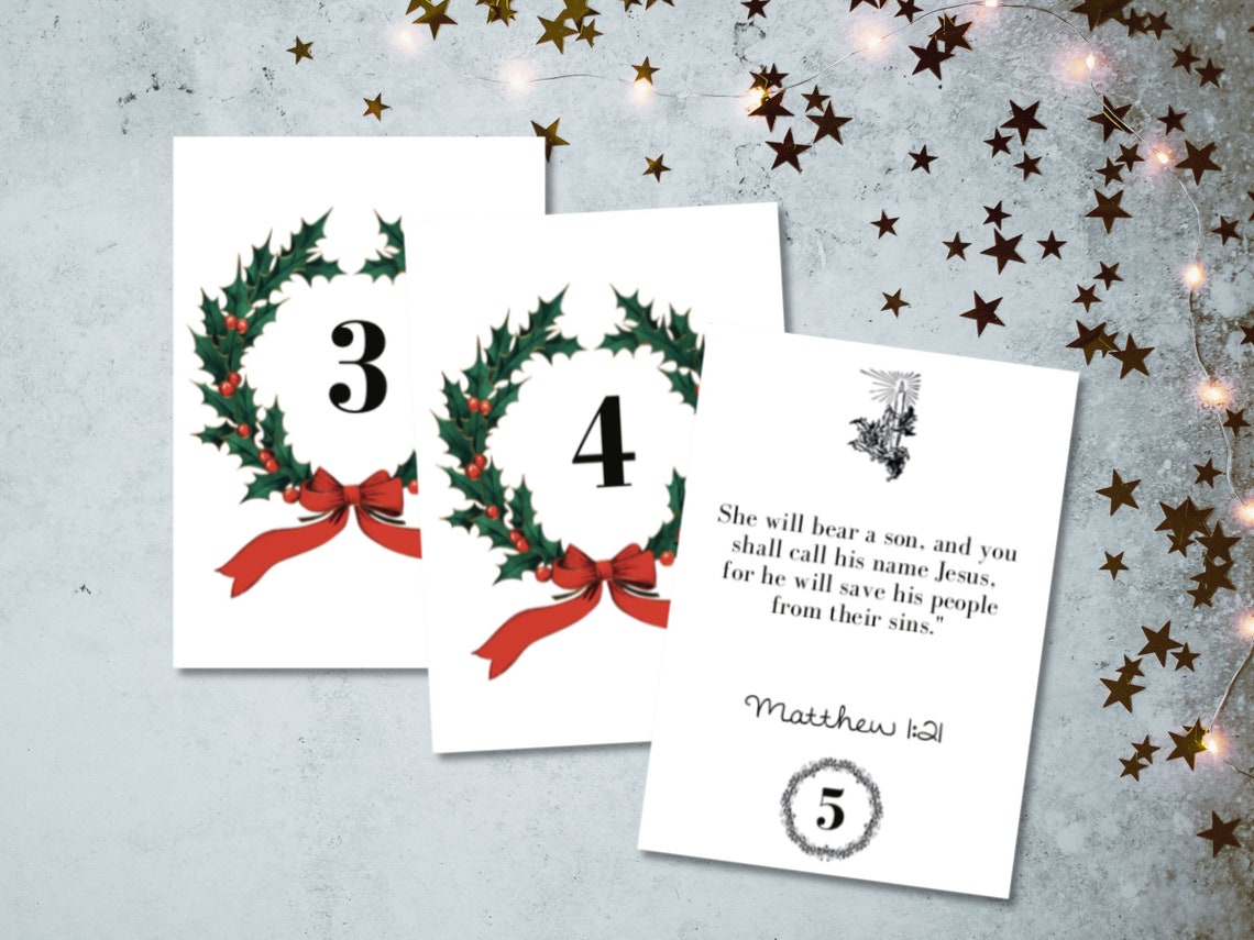 Advent Scripture Printable Cards, Bible Verse Cards for Christmas With ...