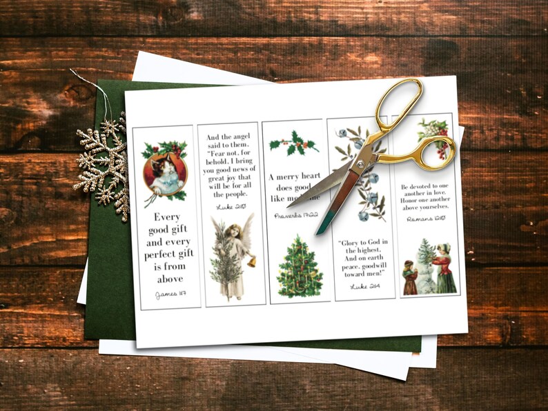 Christmas Printable Bookmarks With Bible Verses and Vintage ...