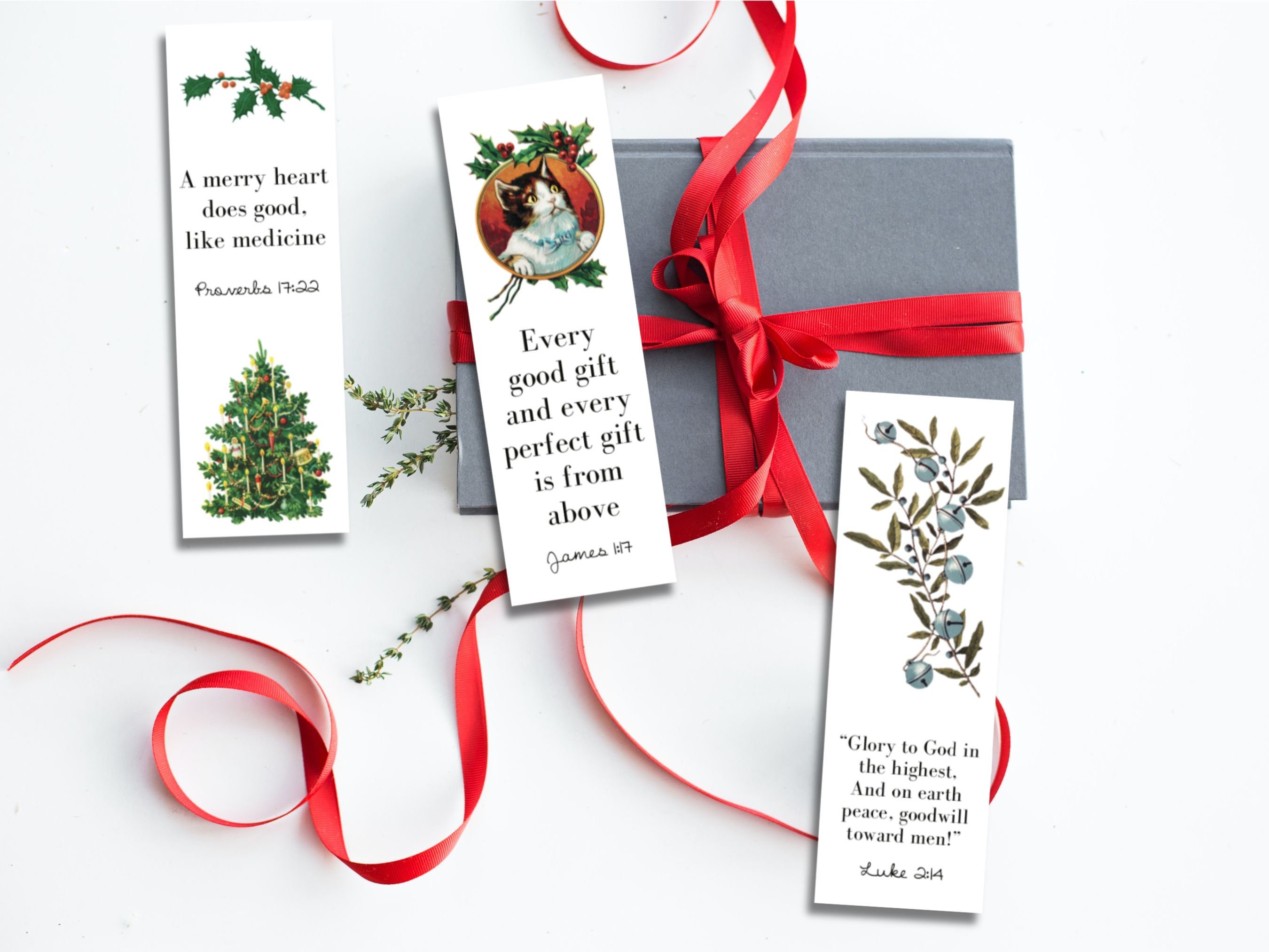 Christmas Printable Bookmarks With Bible Verses and Vintage ...