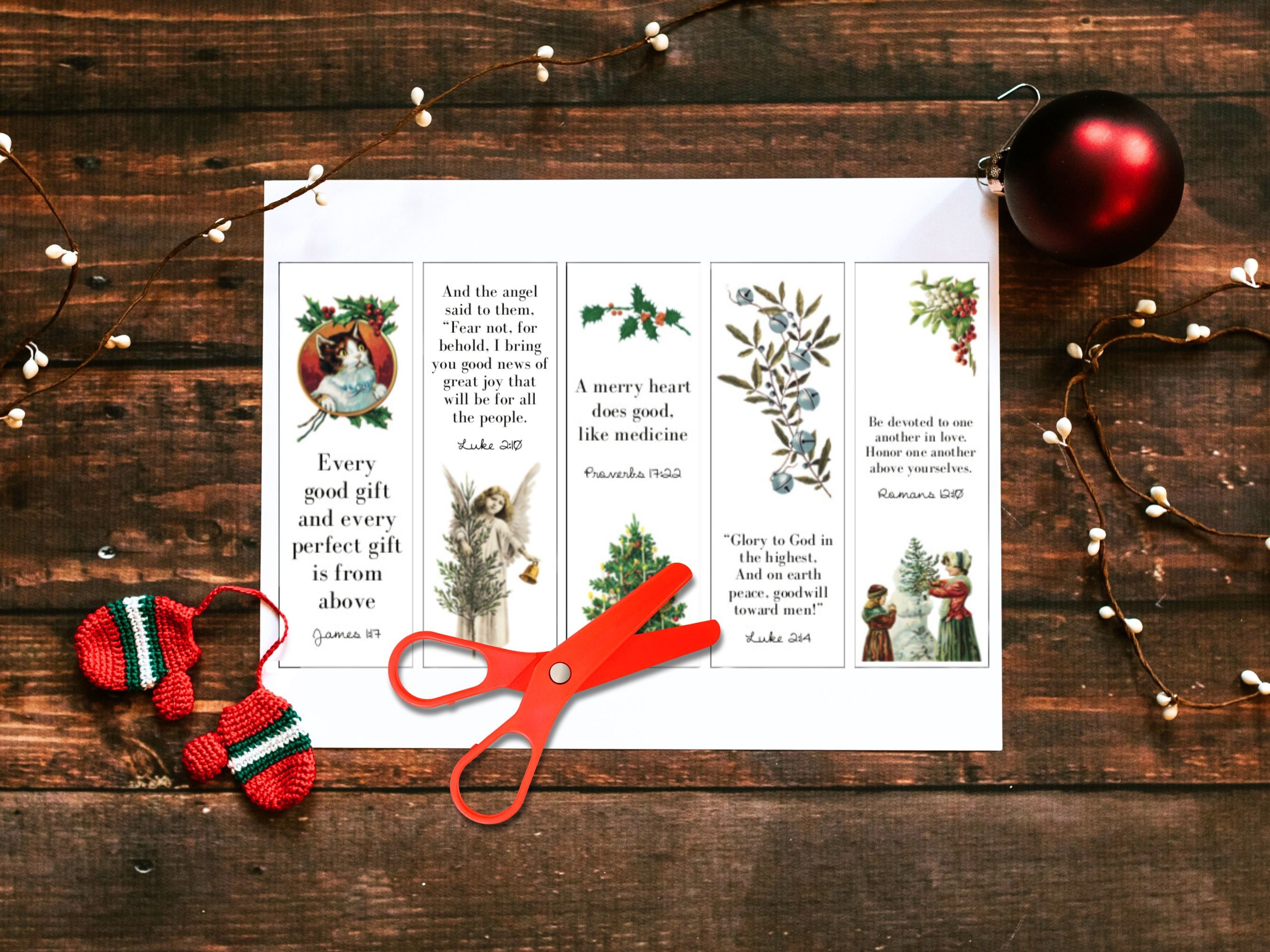 Christmas Printable Bookmarks With Bible Verses and Vintage ...