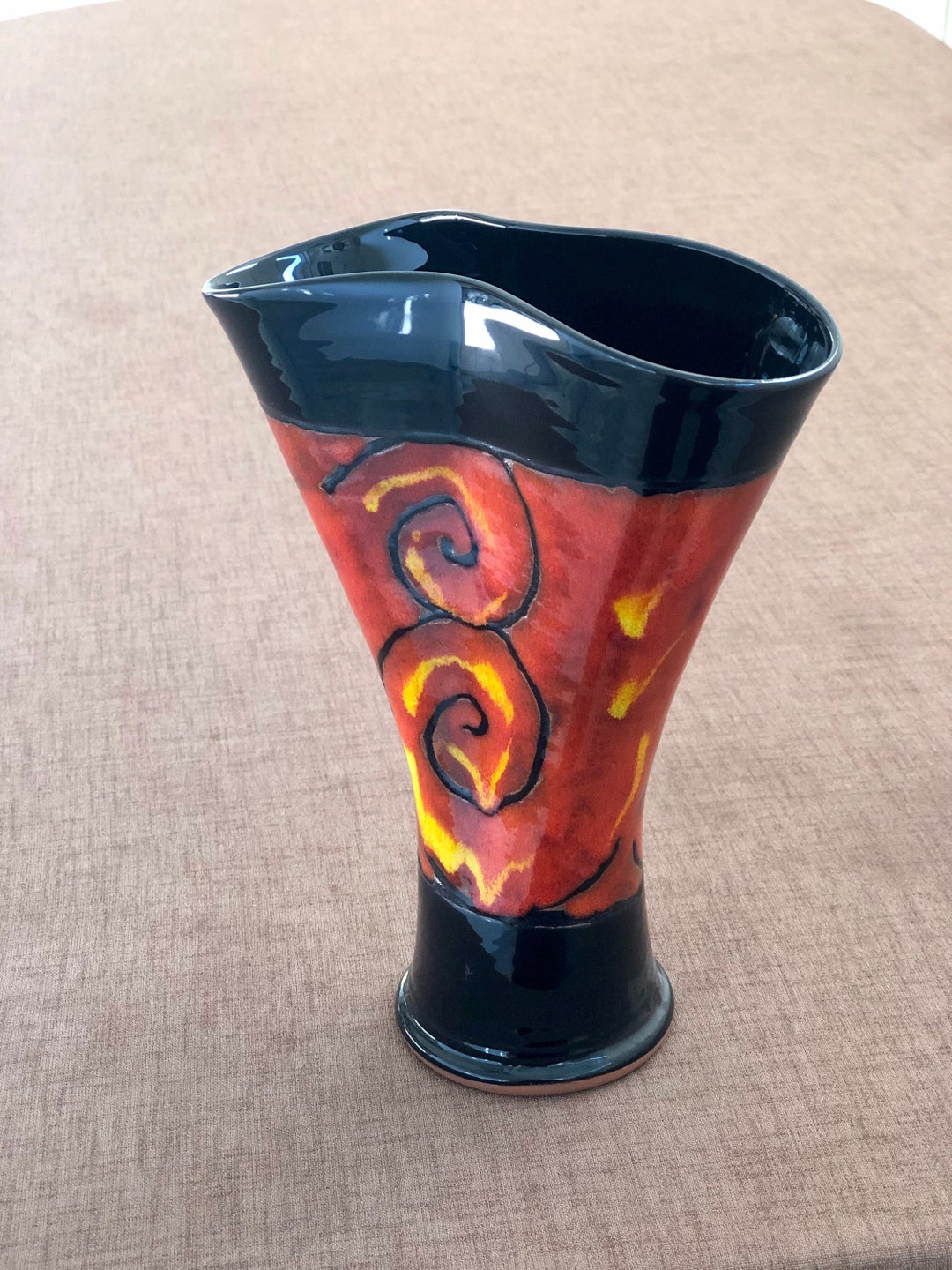 Red Pottery Vase, Flower Ceramic Vase , Art Home Decor, Wheel Thrown ...