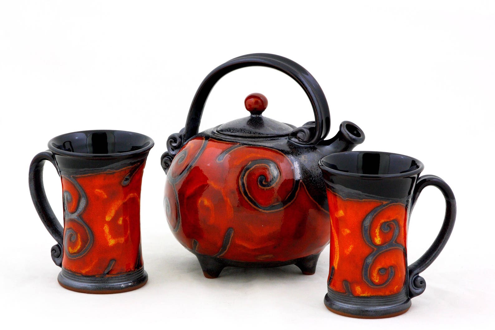Red Pottery Teapot, Handmade Ceramic Kettle, Wheel Thrown Pottery Tea ...