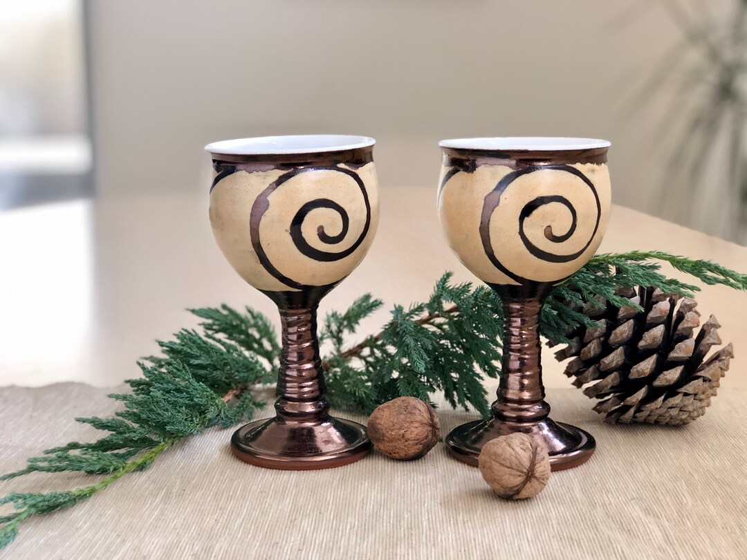 Christmas Gift - Wine Goblet Set, Ceramic Gift Set, Wine Chalice Set ...