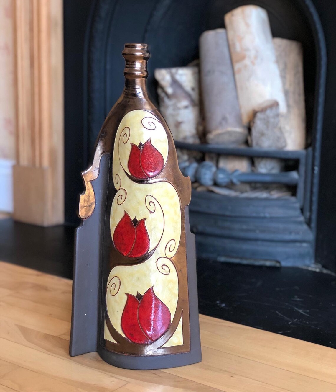 Handmade Ceramic Vase With Tulips Art Pottery Gift Stoneware | Etsy