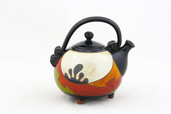 Round Ceramic Teapot Wheel Thrown Pottery Teapot Handmade - Etsy