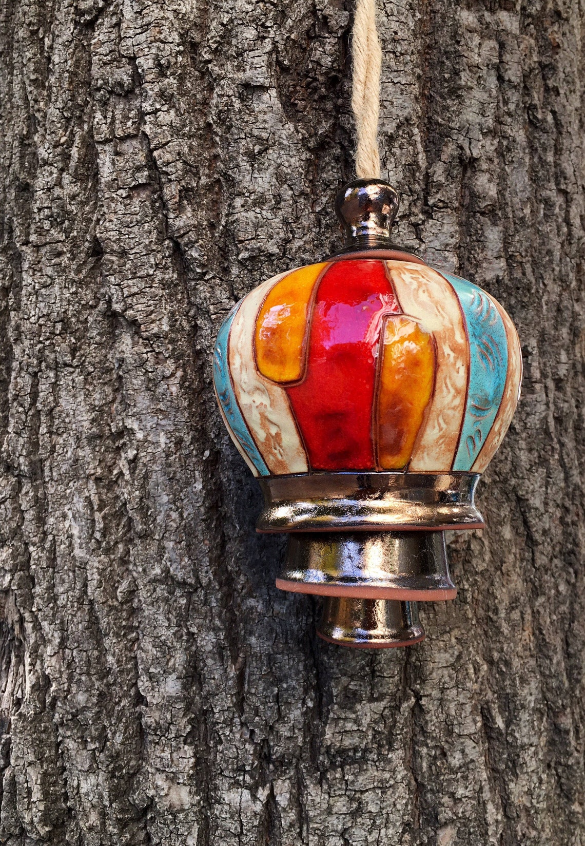 Handcrafted Ceramic Garden Bell - Porch Decoration -rustic Windchime ...