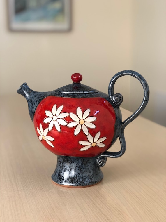 Pottery Teapot Daisy Teapot Art Pottery Ceramic Kettle | Etsy