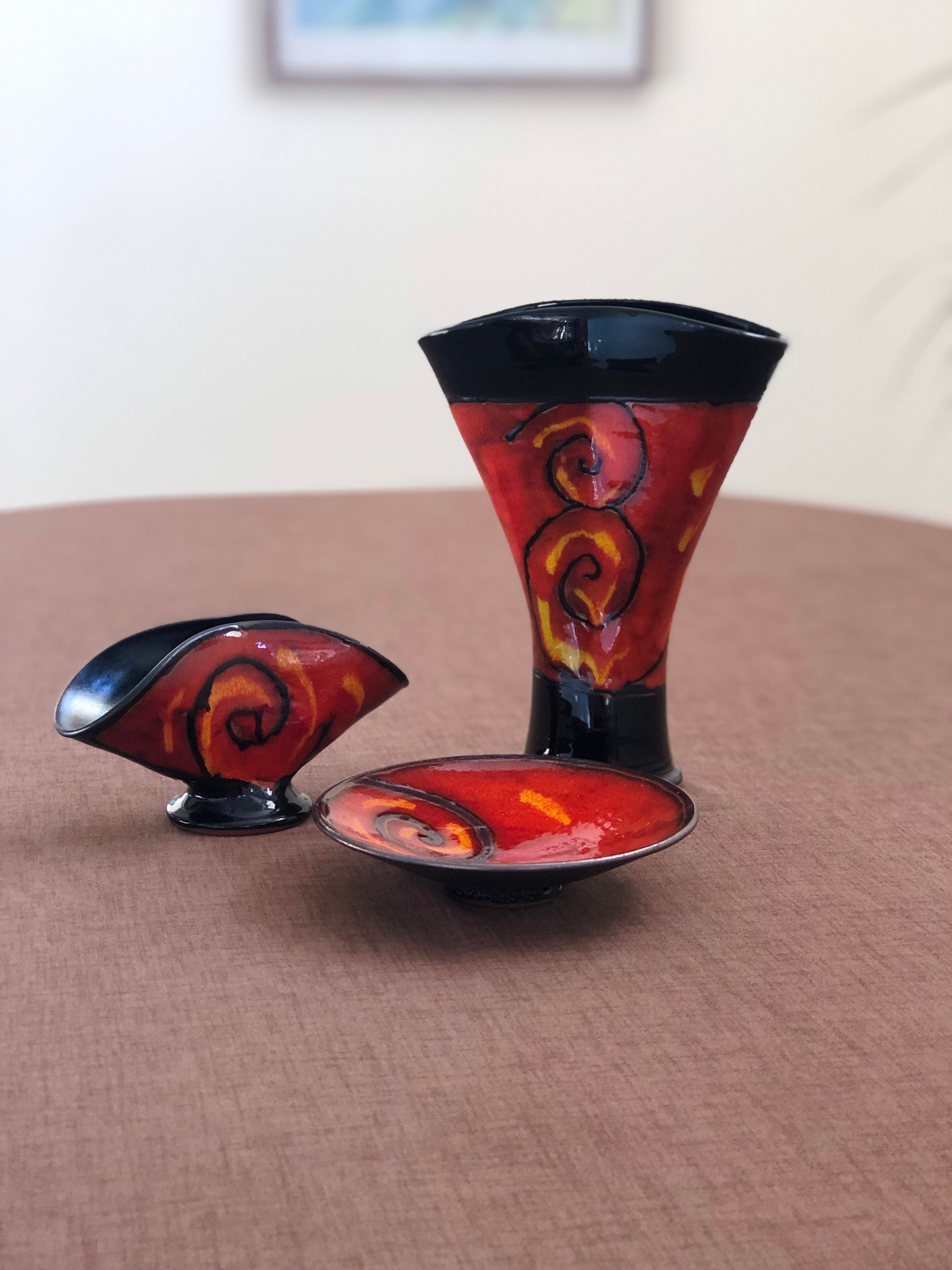 Red Pottery Vase, Flower Ceramic Vase , Art Home Decor, Wheel Thrown ...