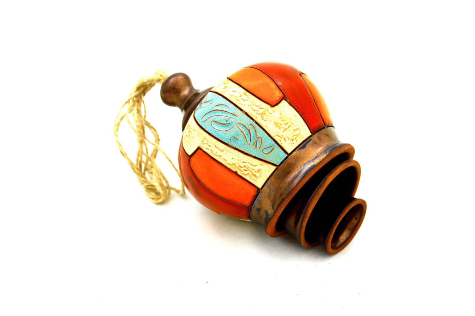 Handcrafted Ceramic Garden Bell - Porch Decoration -rustic Windchime ...