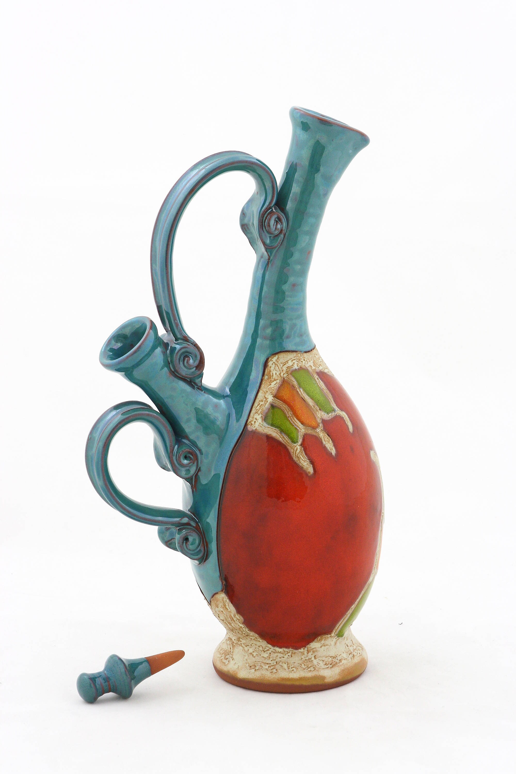 Blue Ceramic Pitcher Home Decor Handmade Pottery Bottle | Etsy