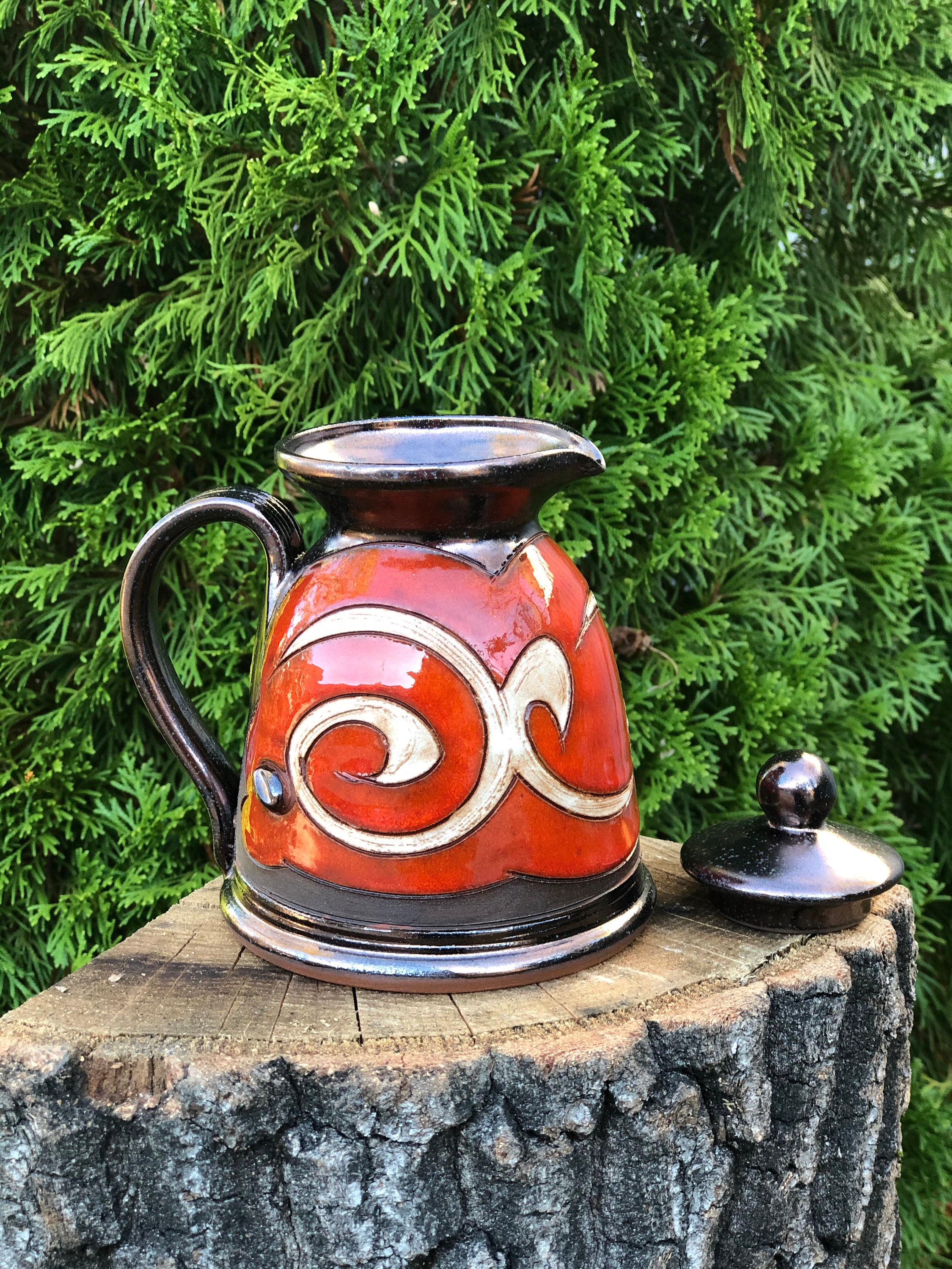 Wheel Thrown Pottery Pitcher, Small Pottery Pitcher, Ceramic Coffee ...