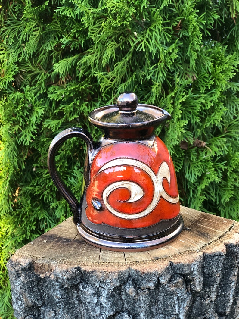 Wheel Thrown Pottery Pitcher, Small Pottery Pitcher, Ceramic Coffee ...