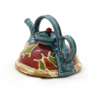 Turquoise Teapot, Wheel Thrown Pottery Tea Pot, Clay Teapot, Unique ...
