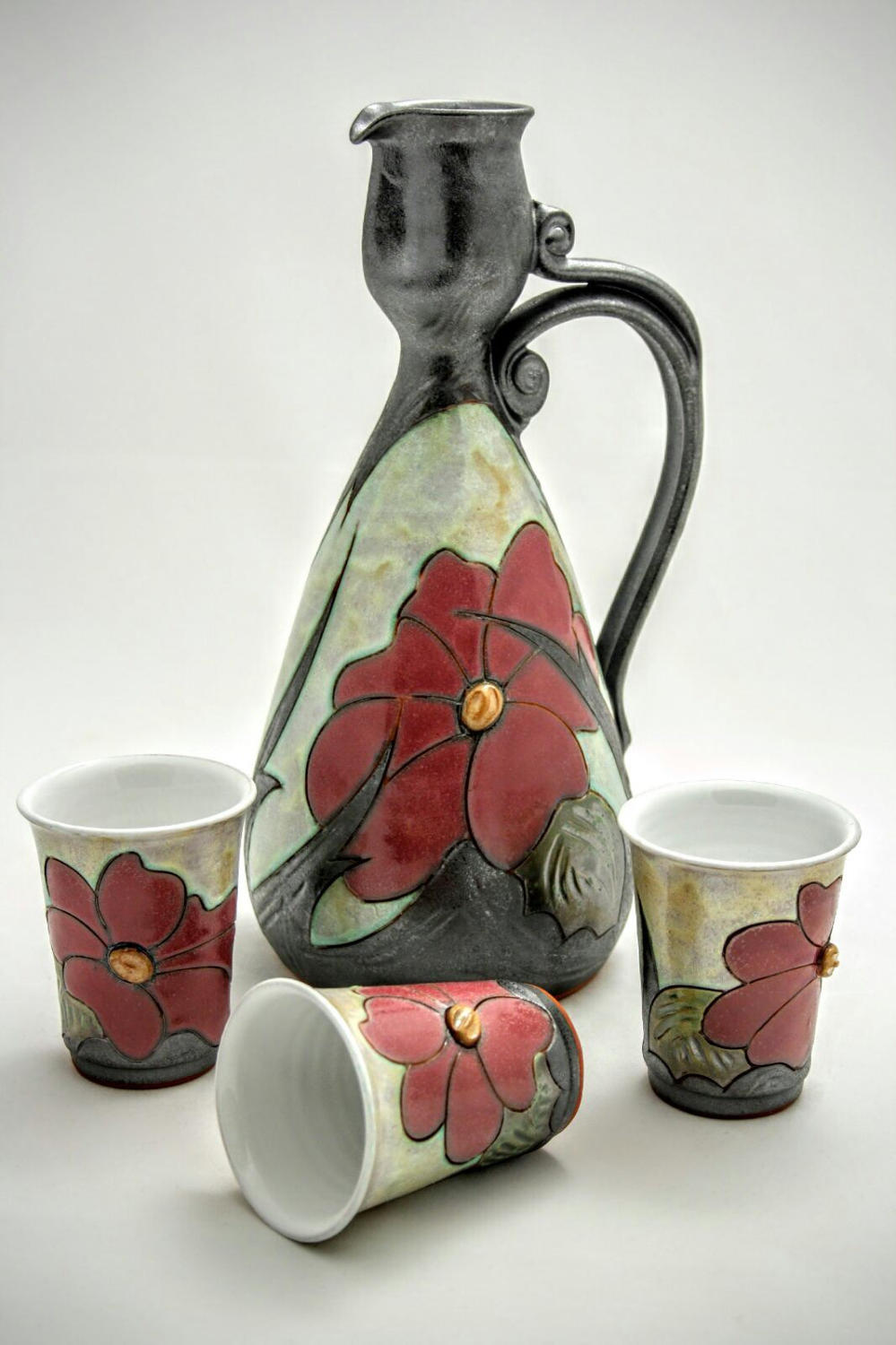 Christmas Gift - Flower Pitcher & Cups, Ceramic Pitcher Set, Water ...