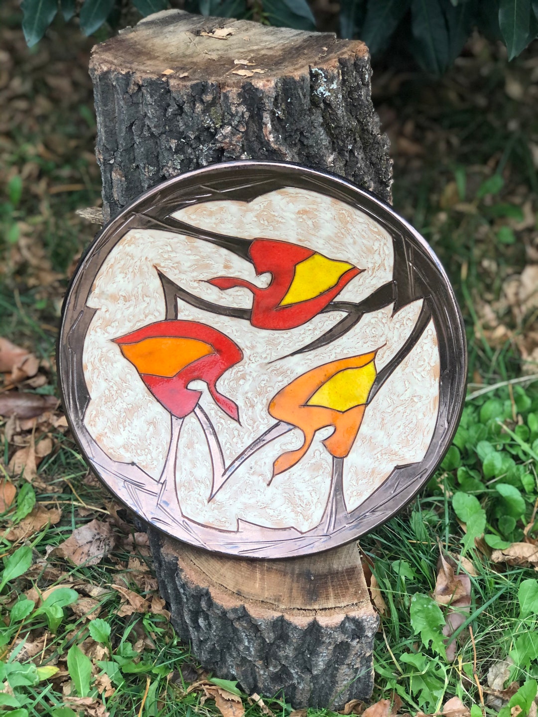 Christmas Gift - Handmade Pottery Plate, Colourful Art Decor, Ceramic ...
