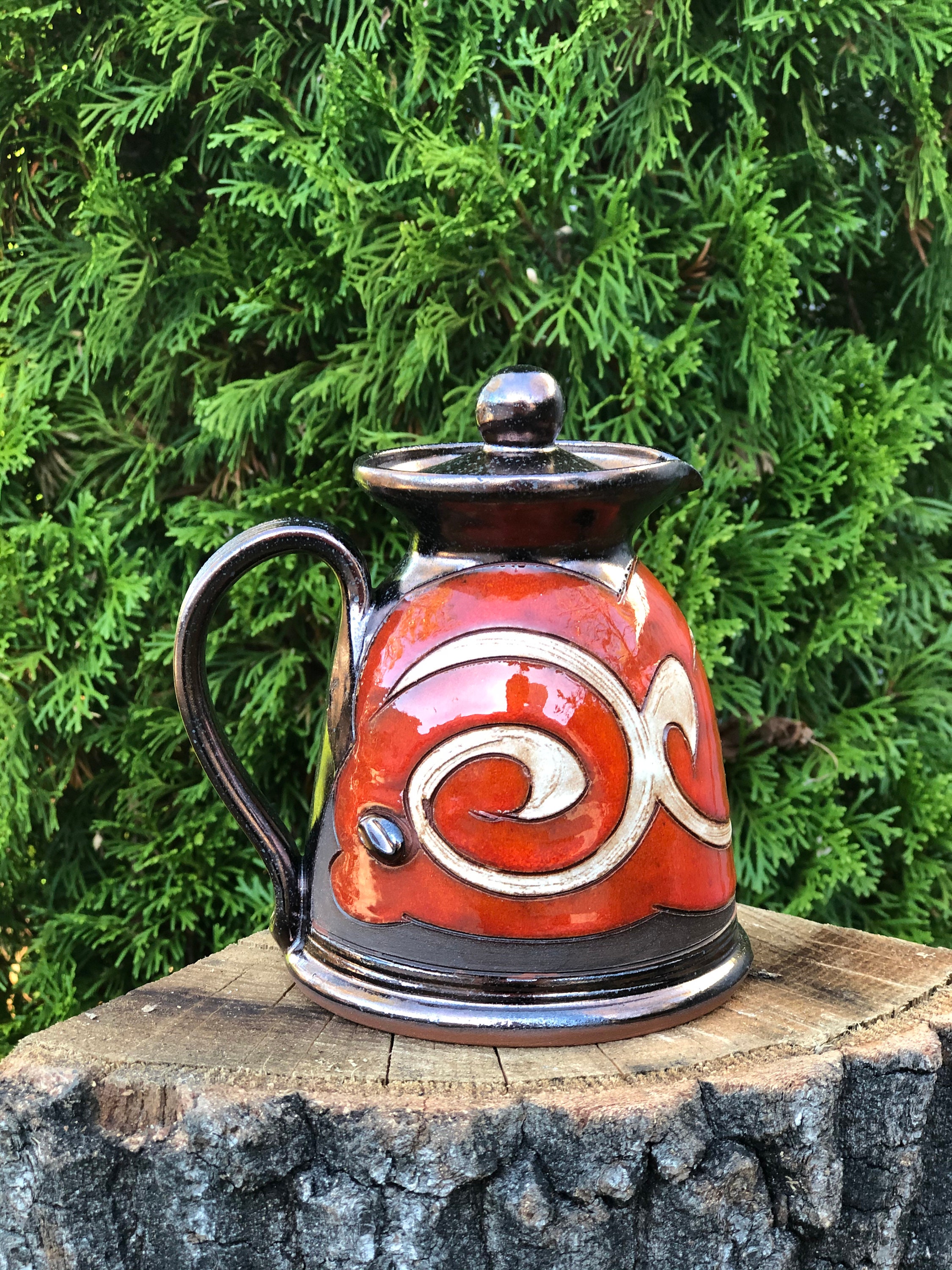 Wheel Thrown Pottery Pitcher, Small Pottery Pitcher, Ceramic Coffee ...