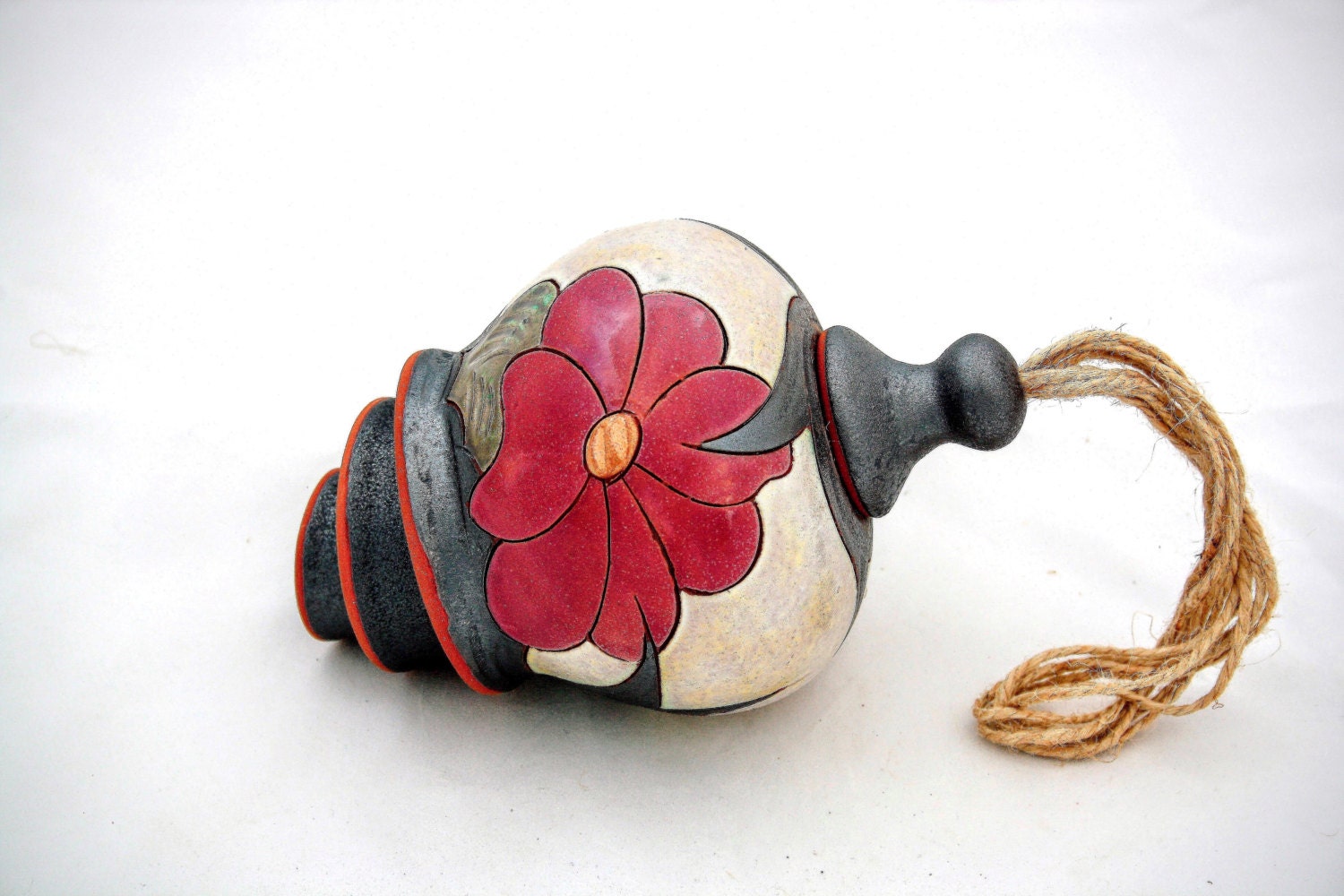 Pottery Garden Bell, Handmade Wind Chime, Ceramic Art Decor, Clay Wind ...