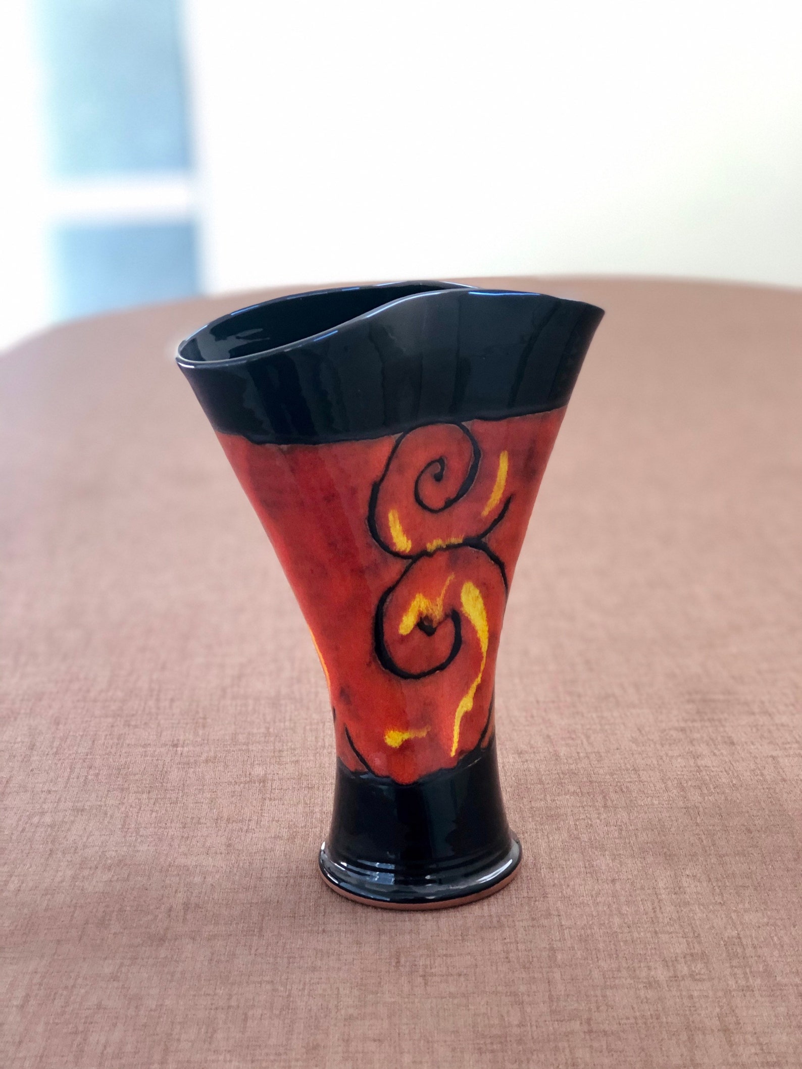 Red Pottery Vase, Flower Ceramic Vase , Art Home Decor, Wheel Thrown ...