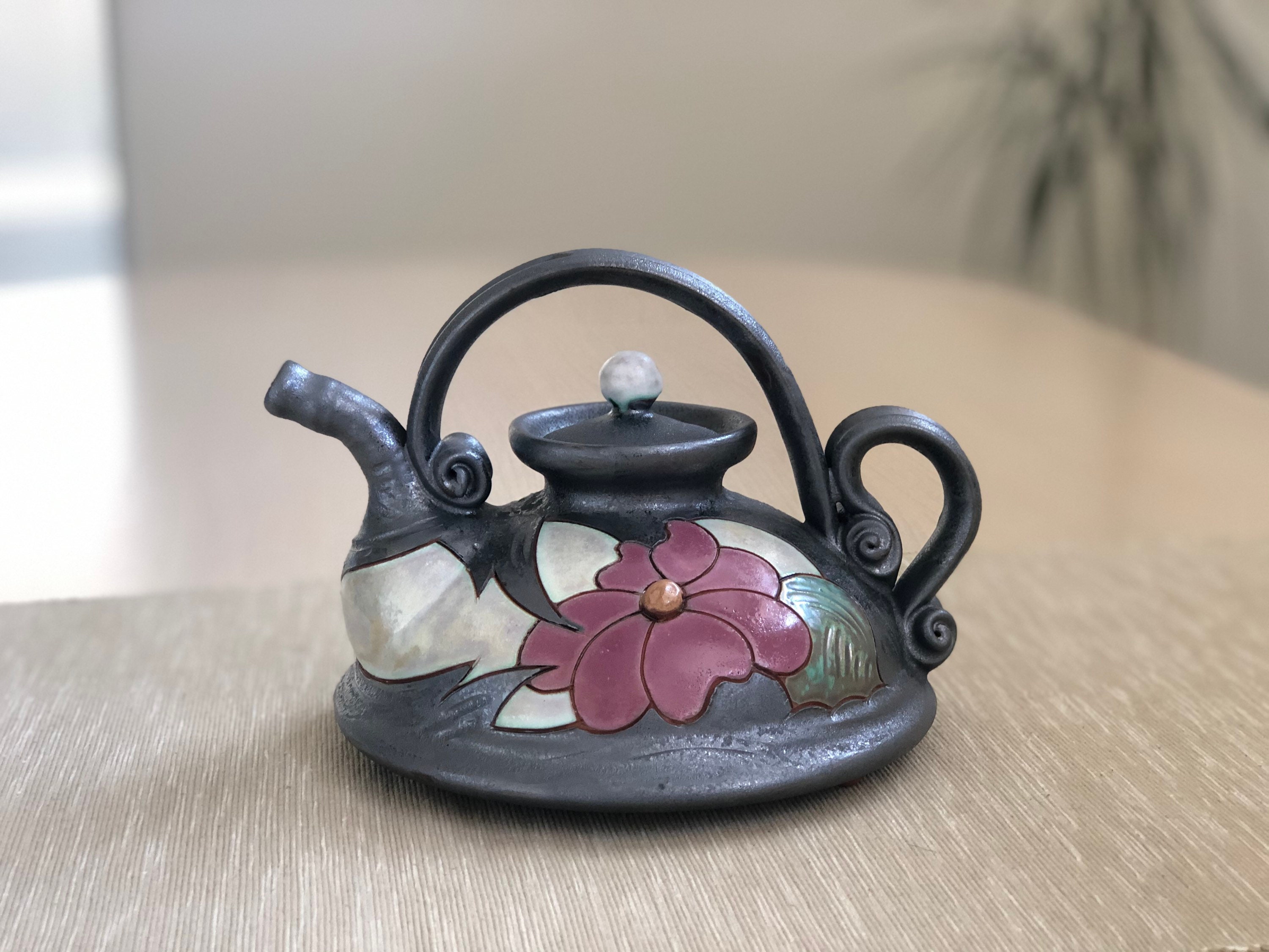 Handmade Teapot 27oz Flower collection Art pottery teapot | Etsy