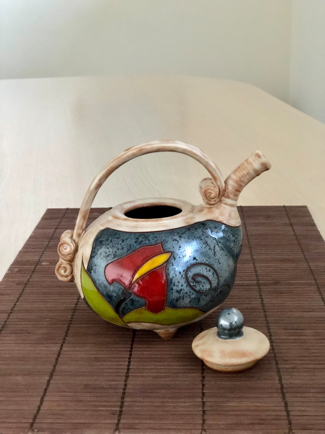 Cute Ceramic Teapot, Handmade Pottery Teapot With Flowers, Unique ...