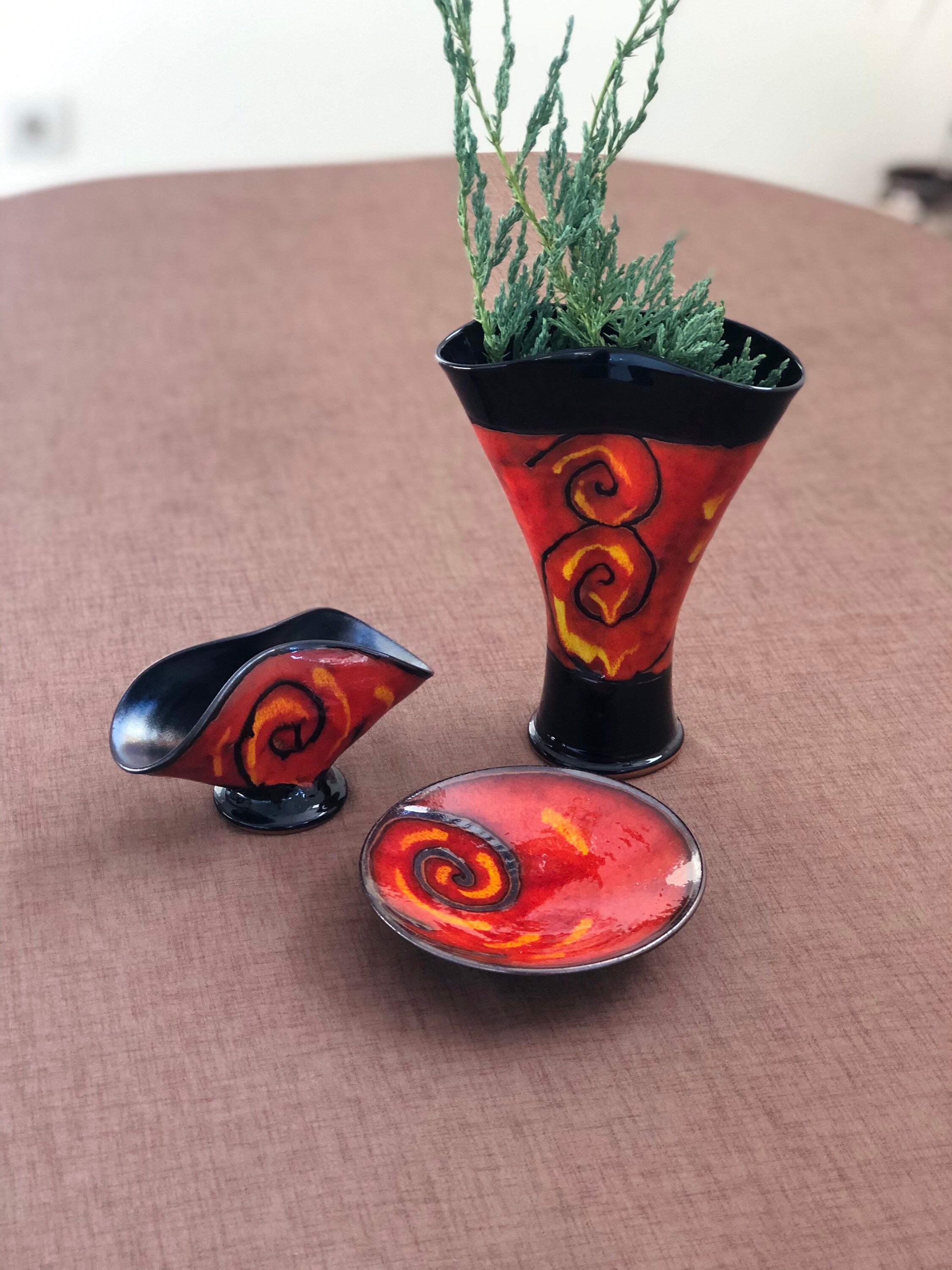Red Pottery Vase, Flower Ceramic Vase , Art Home Decor, Wheel Thrown ...