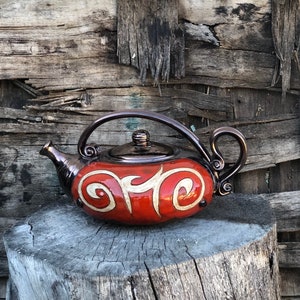 Handmade Ceramic Teapot , Art Pottery Teapot, Hand Glazed Red Teapot ...