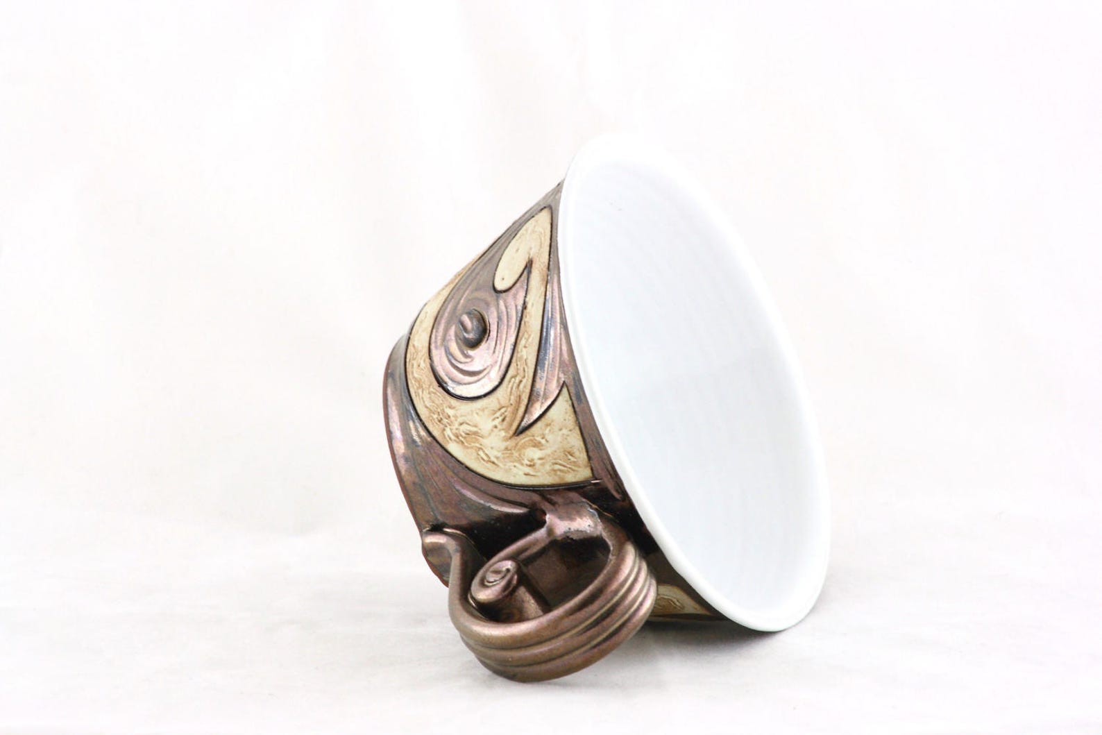 Brown Ceramic Bowl, Wheel Thrown Breakfast Bowl, Large Pottery Cup With ...