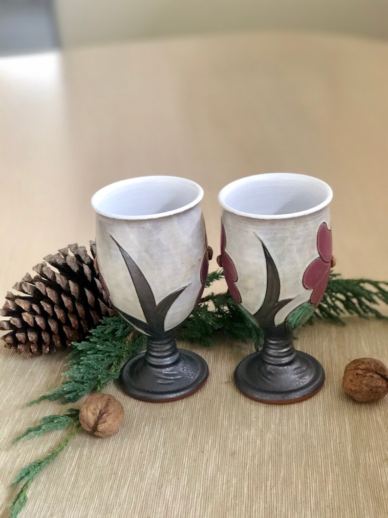 Handmade Goblet Set , Ceramic Gift Set, Ceramic Goblet Set , Wine ...