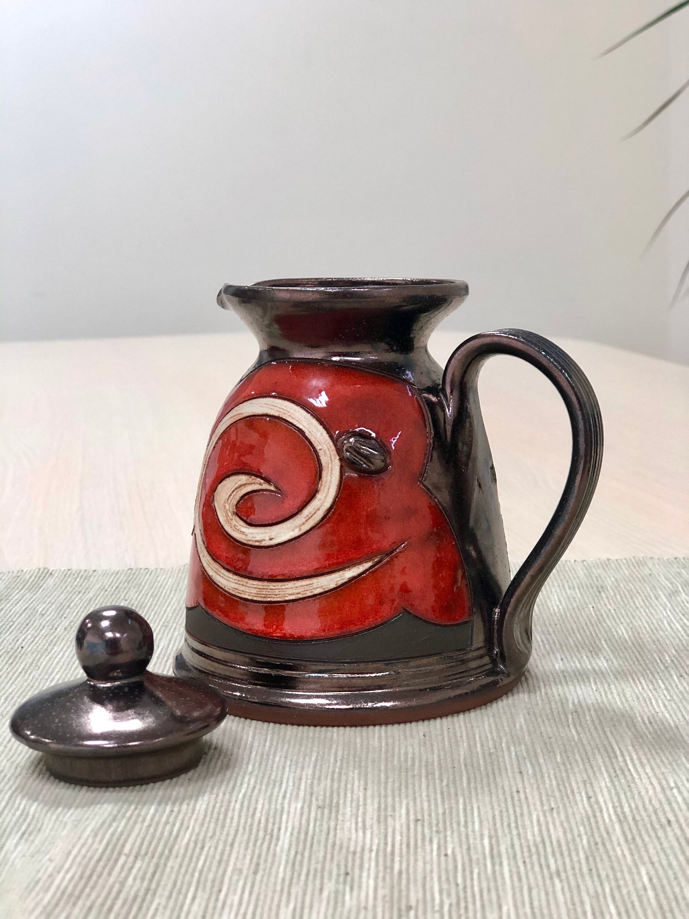 Handmade Pottery Creamer: Red Bronze Ceramic Milk Jug - Etsy