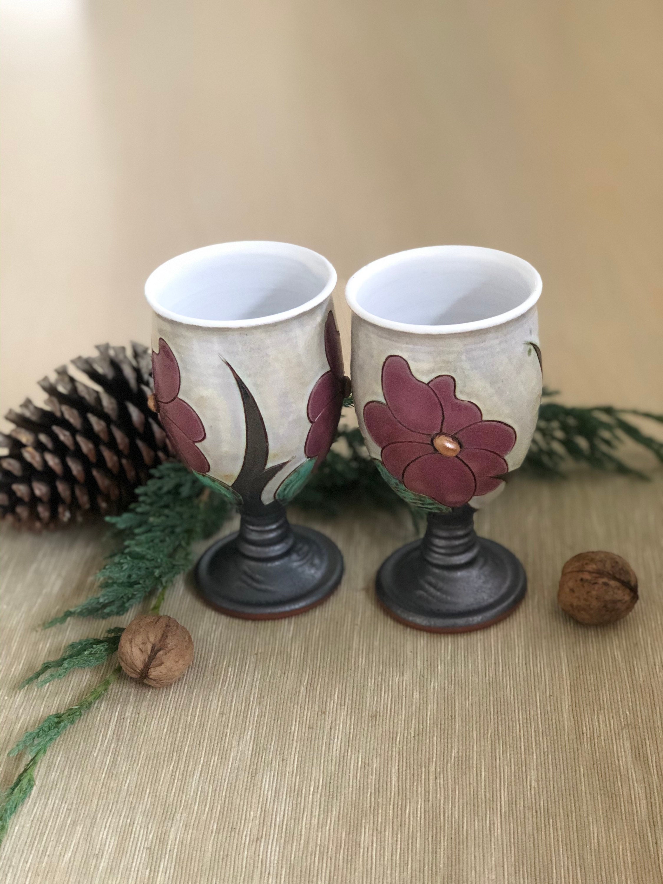 Handmade Goblet Set Ceramic Gift Set Ceramic Goblet Set - Etsy UK