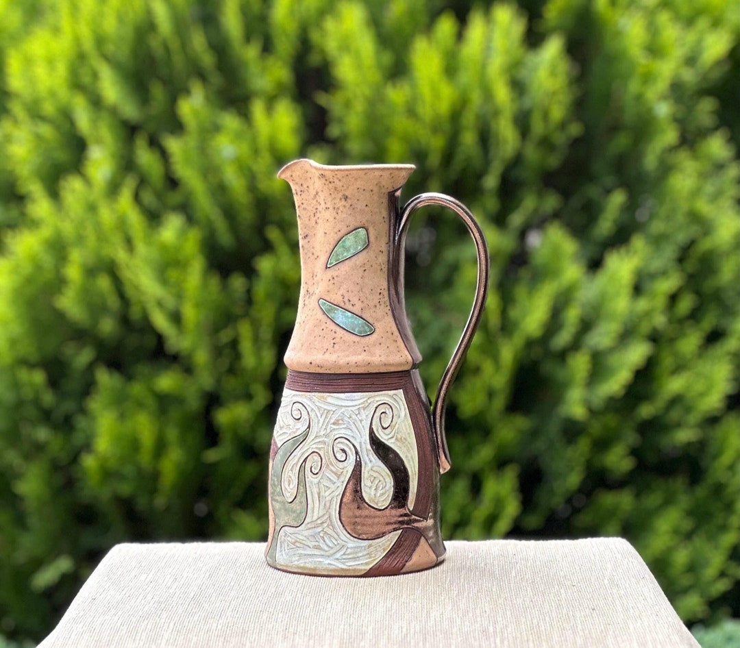 Ceramic Water Pitcher, Pottery Jug, Wheel Thrown, Stoneware ...