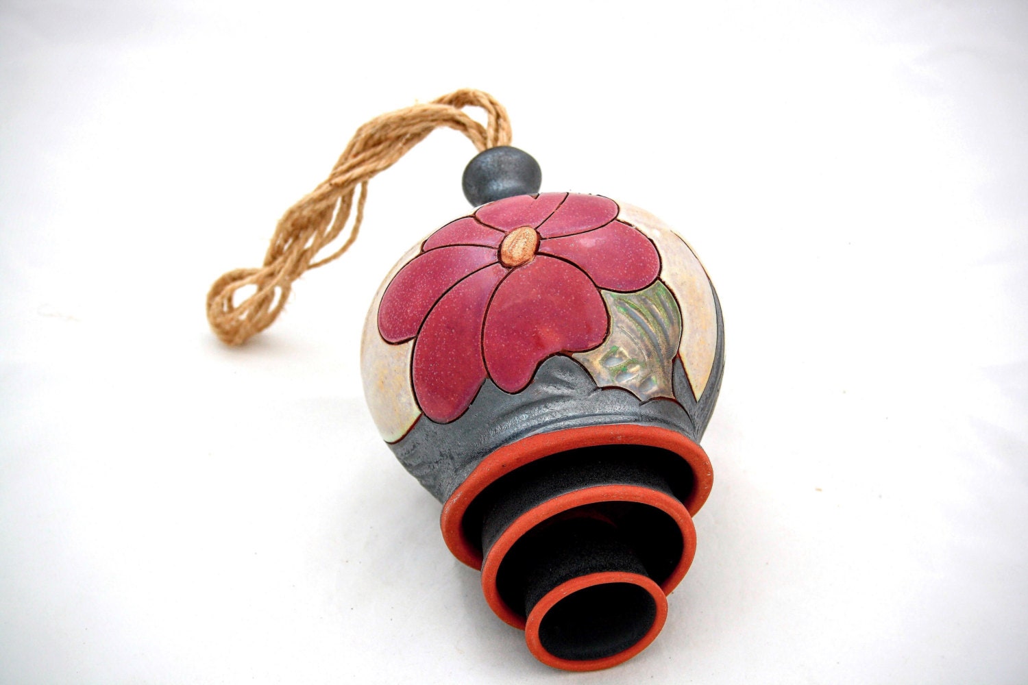 Pottery Garden Bell, Handmade Wind Chime, Ceramic Art Decor, Clay Wind ...