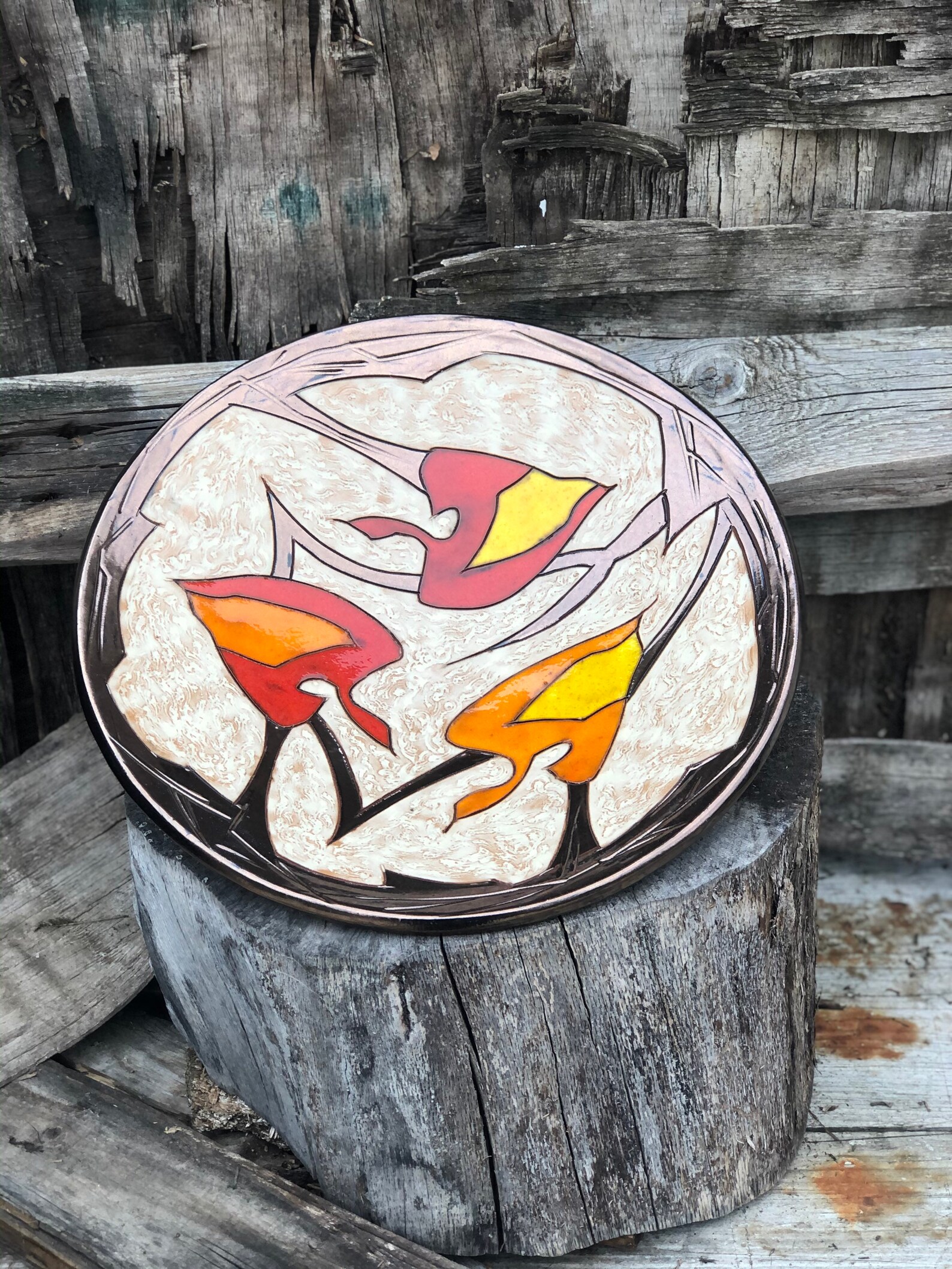 Christmas Gift - Handmade Pottery Plate, Colourful Art Decor, Ceramic ...