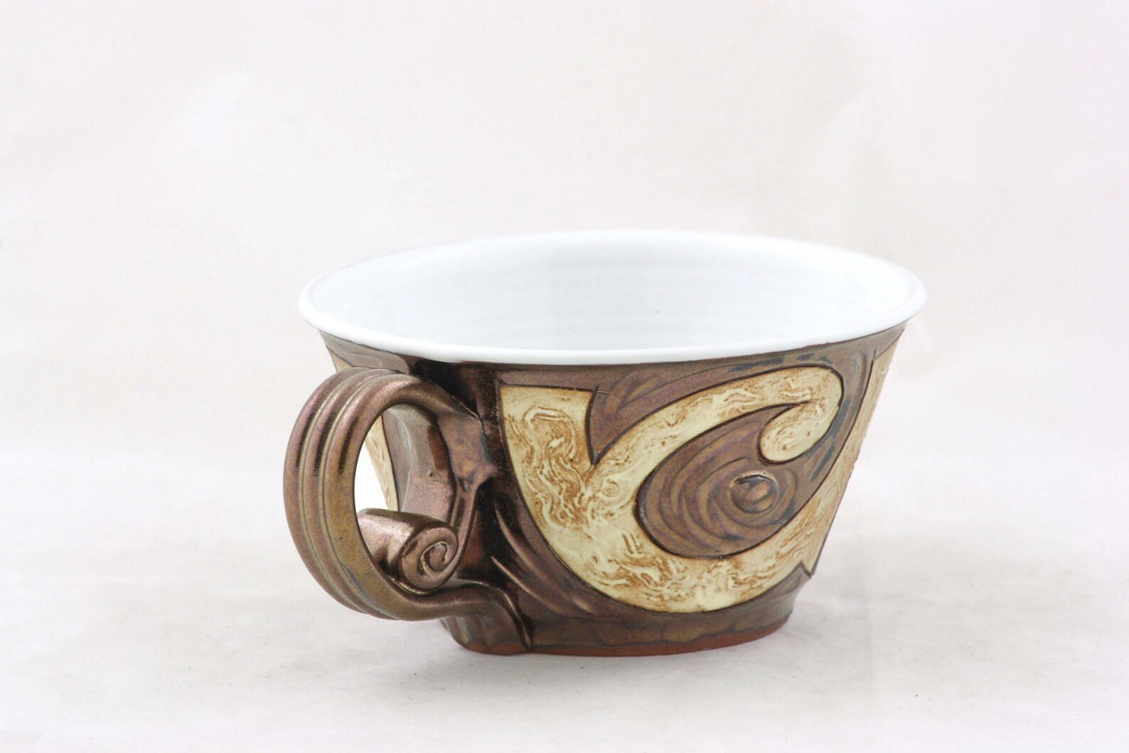Brown Ceramic Bowl, Wheel Thrown Breakfast Bowl, Large Pottery Cup With ...
