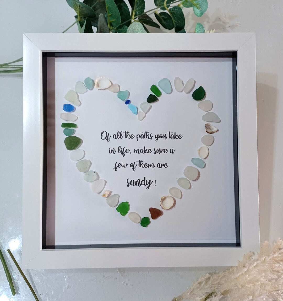 Personalised Seaglass Art Celebration Heart Etsy Uk