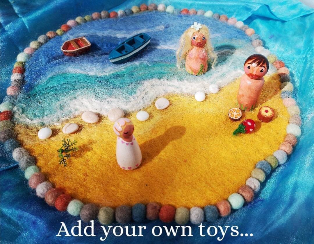 Handmade Felted Wool Seaside Playmat (30x30cm) - Etsy UK