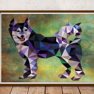 Siberian Husky Husky Art Geometric Painting Geometric Animal,abstract ...