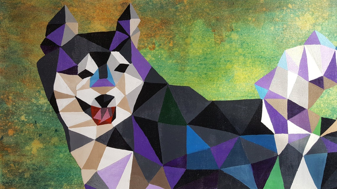 Siberian Husky Husky Art Geometric Painting Geometric Animal,abstract ...