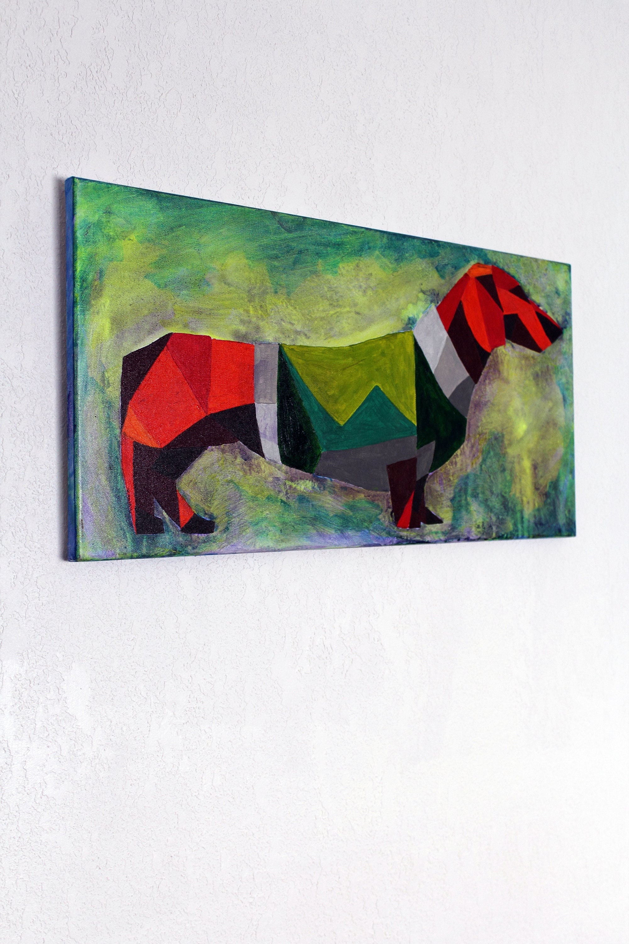 Dachshund Painting Geometric Dog Geometric Art Abstract Art Doxie ...