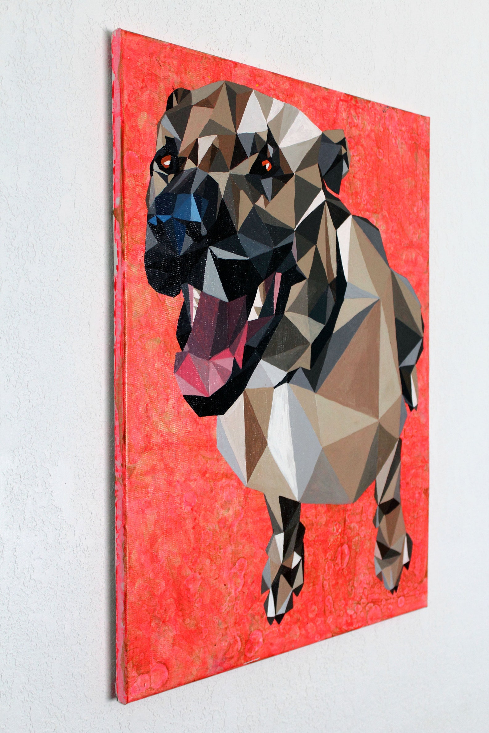 Pitbull Painting Geometric Animal Acrylic Painting Dog Painting ...