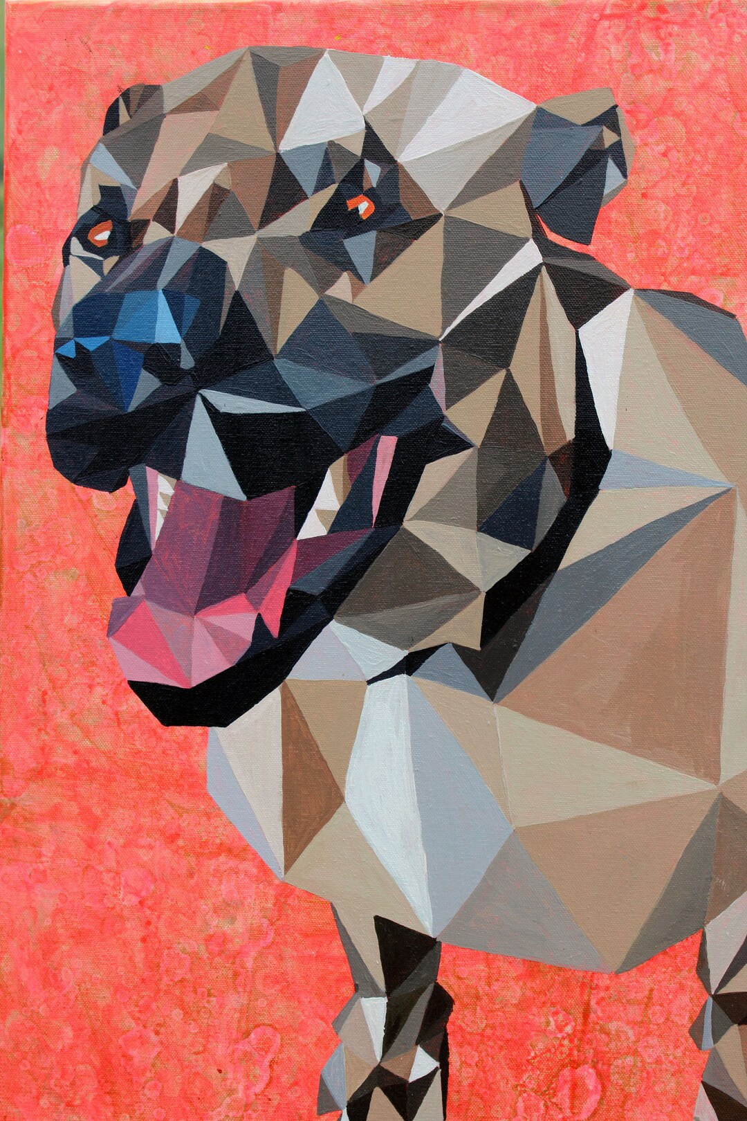 Pitbull Painting Geometric Animal Acrylic Painting Dog Painting ...