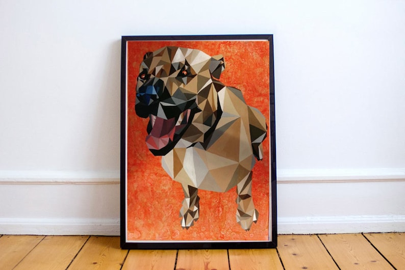 Pitbull Painting Geometric Animal Acrylic Painting Dog Painting ...