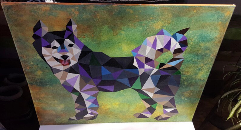 Siberian Husky Husky Art Geometric Painting Geometric Animal,abstract ...