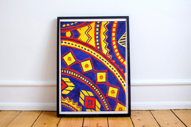 Tribal Art Aztec Art Acrylic Painting Abstract Art Acrylic Art Primary ...